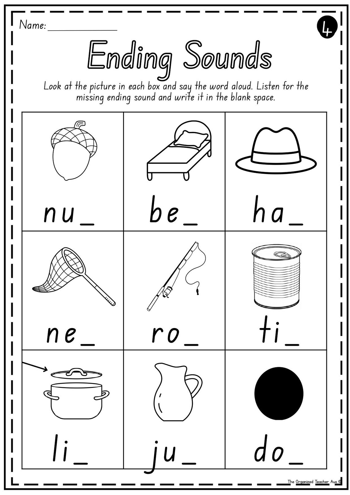 NSW Font | CVC Word | Ending Sound Sort | Final Sound Identify & Write ...