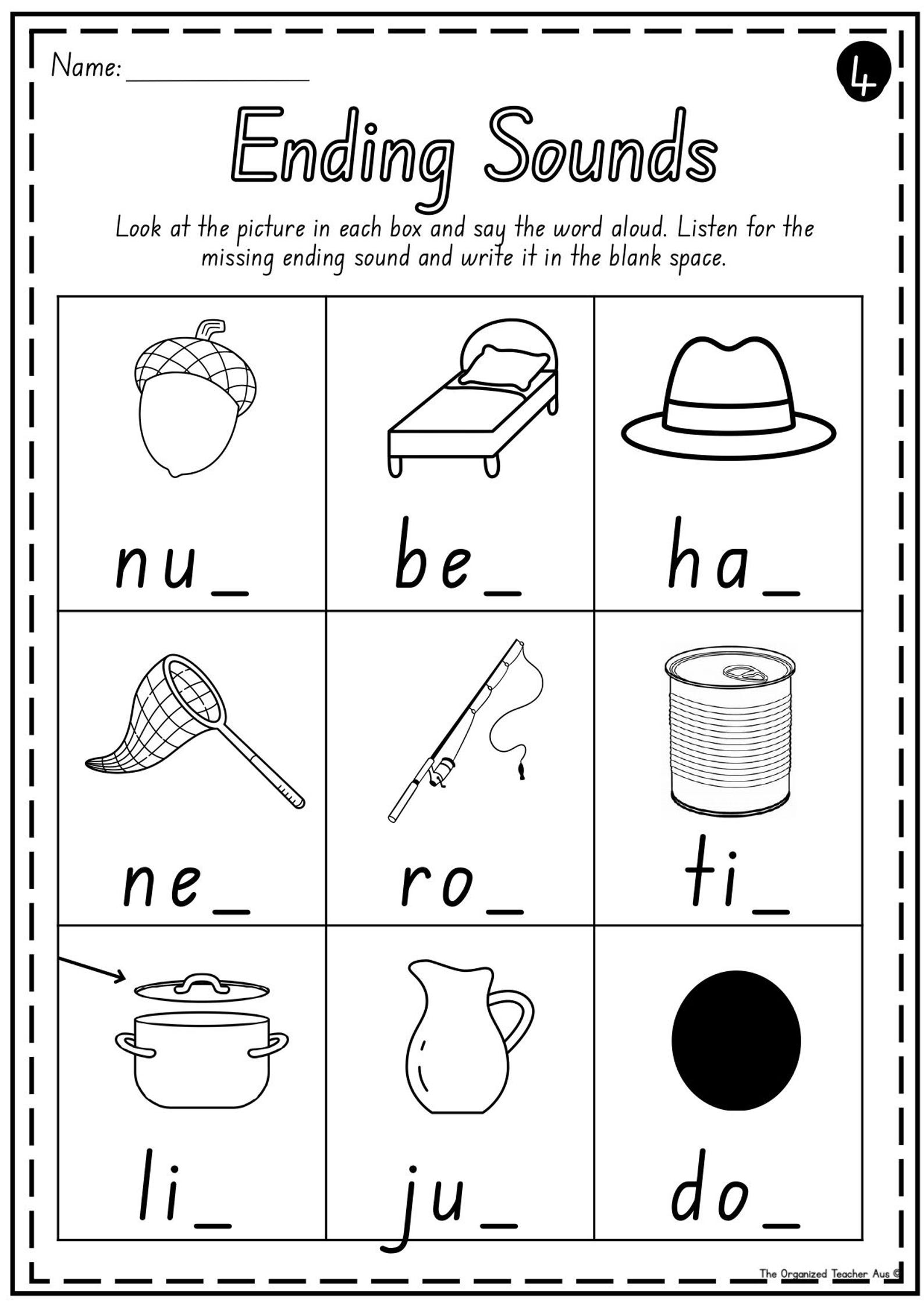 NSW Font | CVC Word | Ending Sound Sort | Final Sound Identify & Write ...