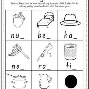 NSW Font | CVC Word | Ending Sound Sort | Final Sound Identify & Write ...