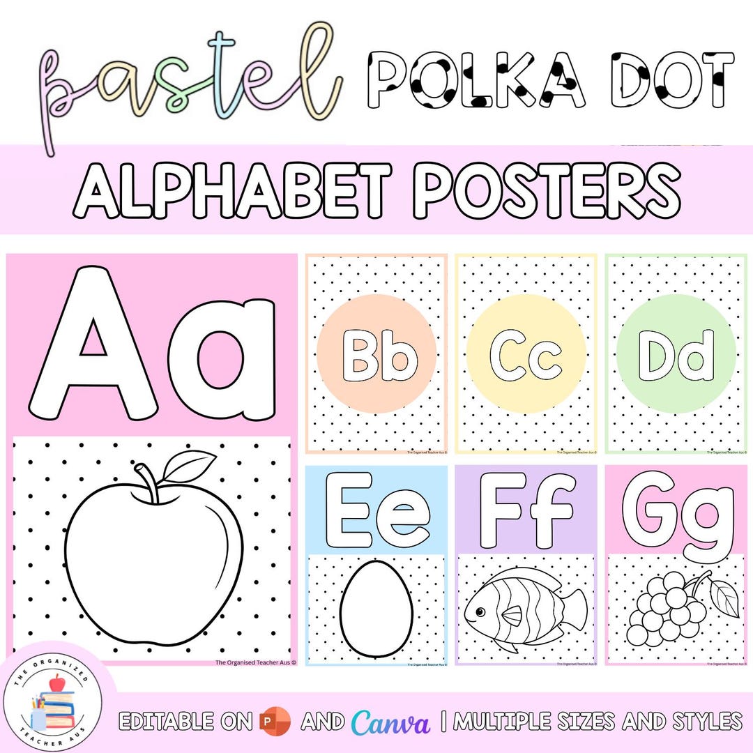 Pastel Polka Dot Editable Alphabet Posters | Literacy Visual Supports ...