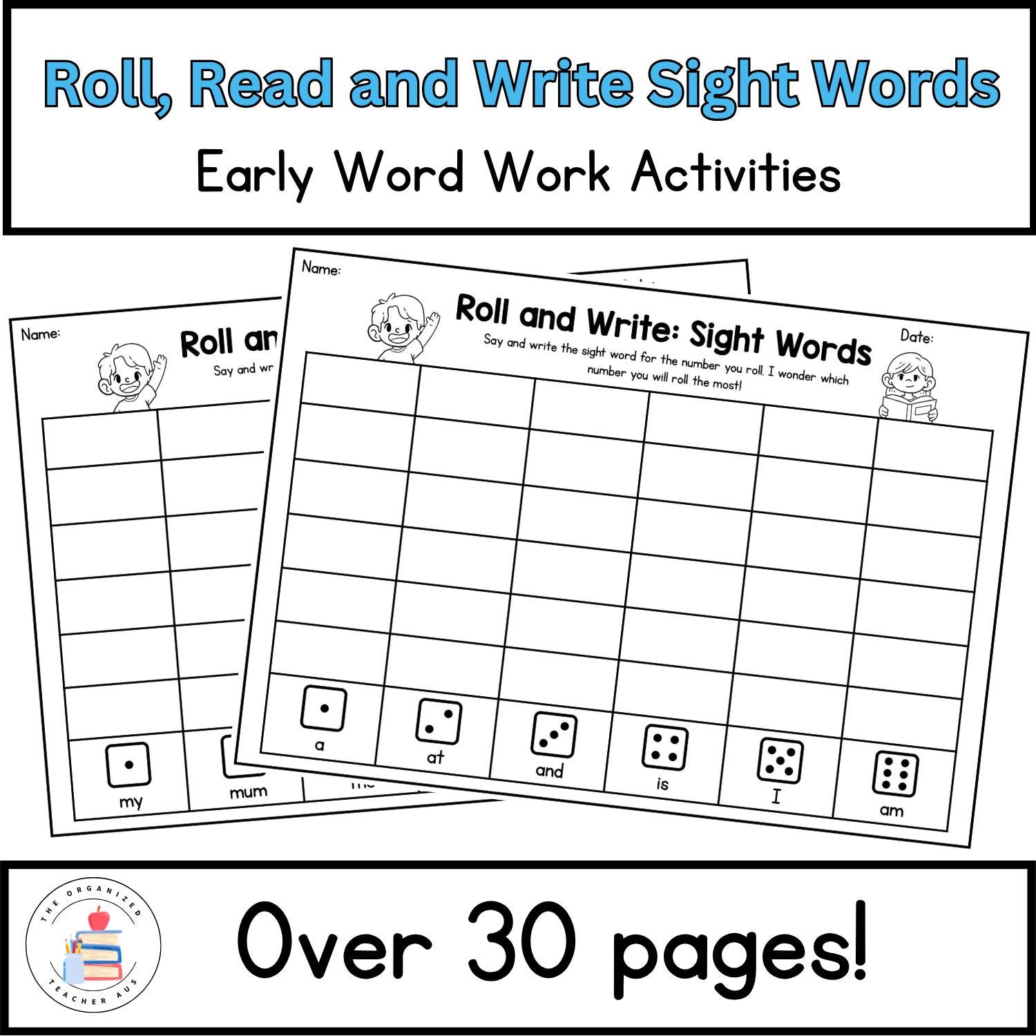 Editable Roll, Read and Write Sight Word Game | Editable Sight Word ...