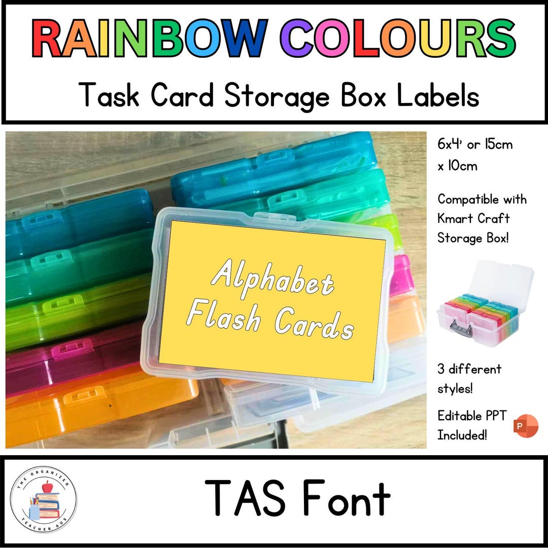 TAS Font | Editable Task Card Box Labels | Pastel Colours | Kmart Craft ...