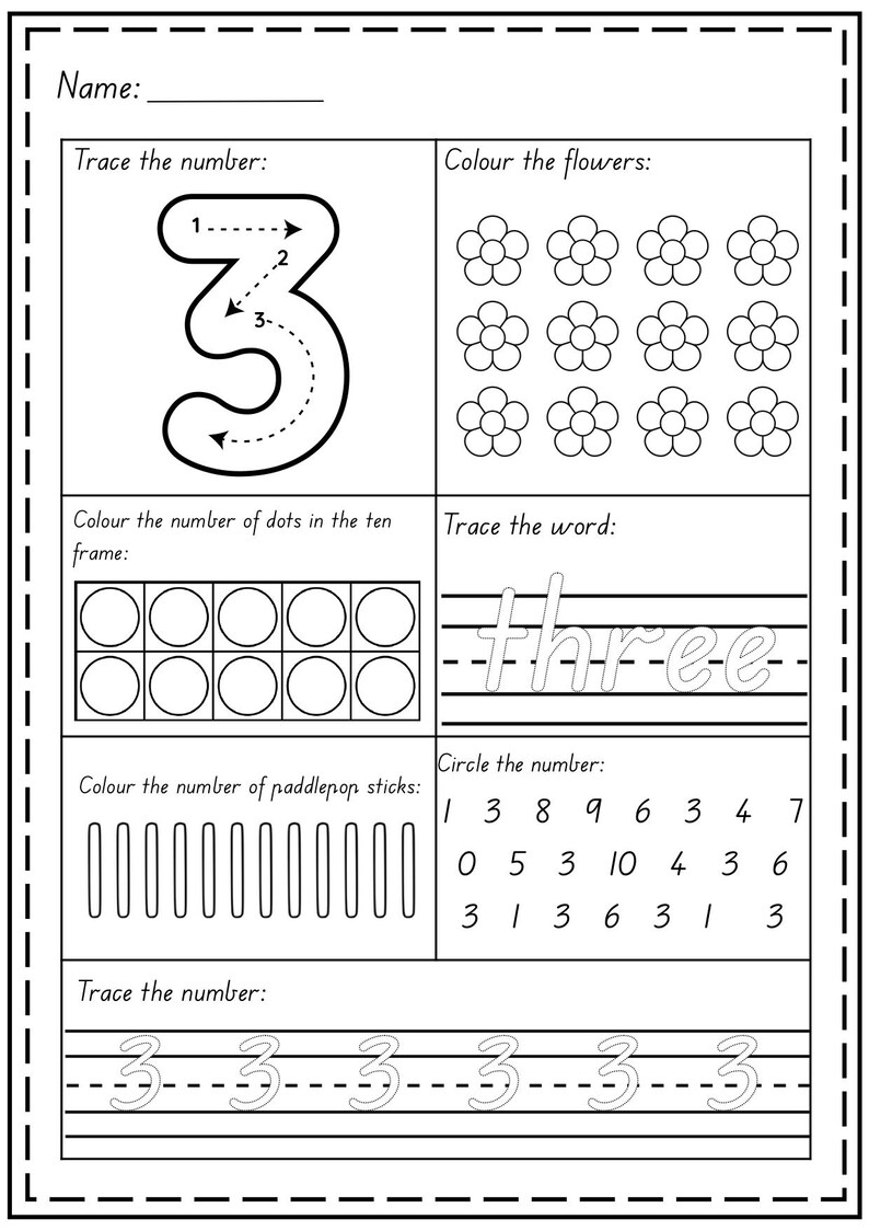 VIC Font Number Recognition Worksheets | Early Years Read, Write, Trace ...