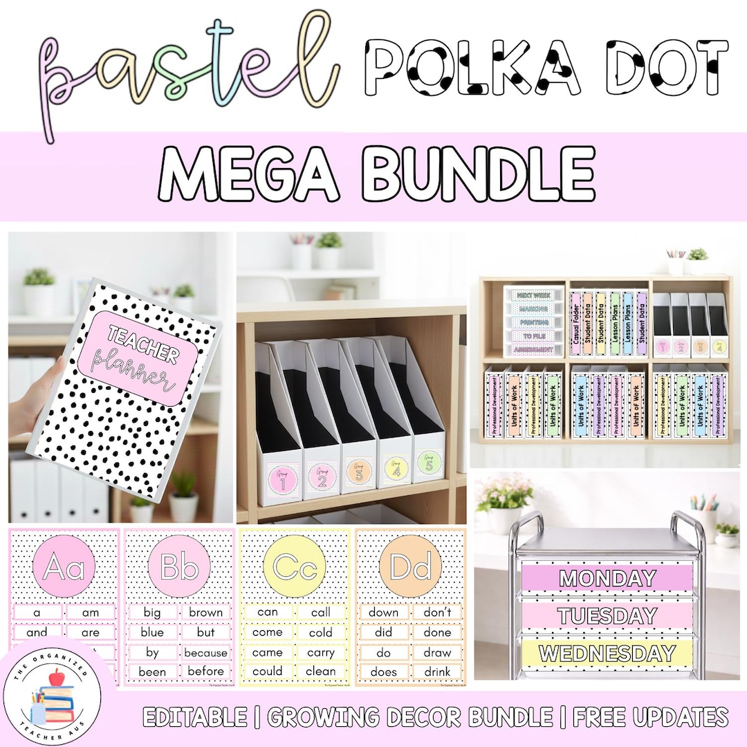 Pastel Polka Dot Classroom Decor | Editable Teacher Decor | Growing ...