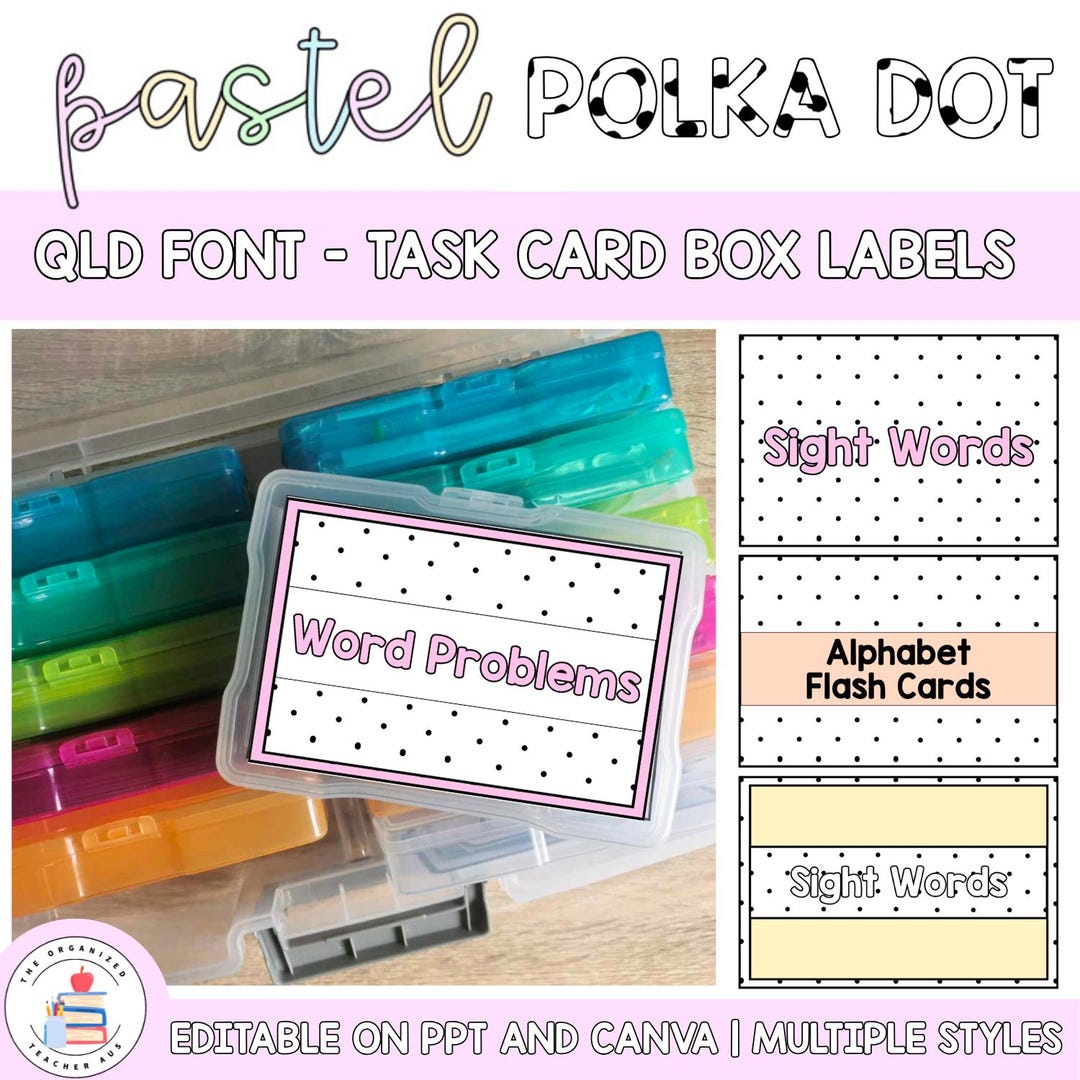 Pastel Polka Dot Editable Task Card Box Labels | Classroom Organisation ...