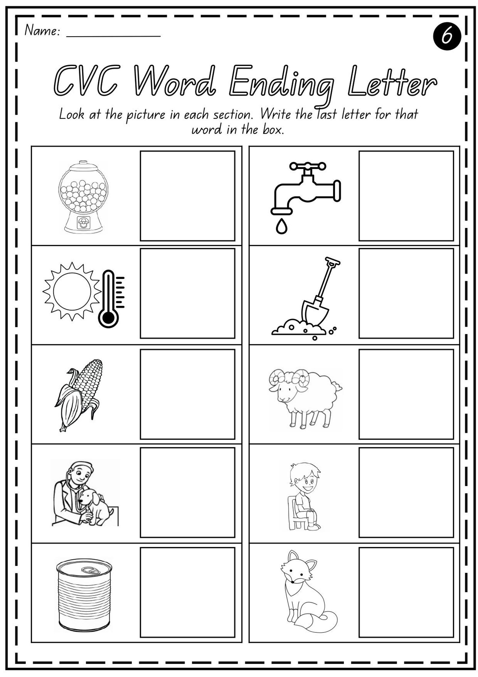 TAS Font | CVC Word Ending Letter Identification and Write | Early ...