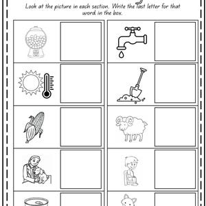 TAS Font | CVC Word Ending Letter Identification and Write | Early ...