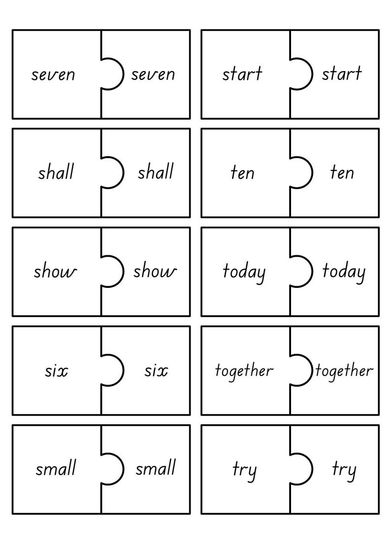 VIC Font | Editable Dolce Sight Word Match up Puzzles | Kindergarten ...