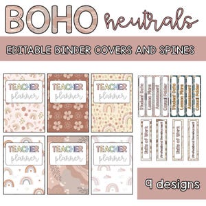 Editable Binder Labels and Spine Labels | Boho Neutrals Themed Decor ...