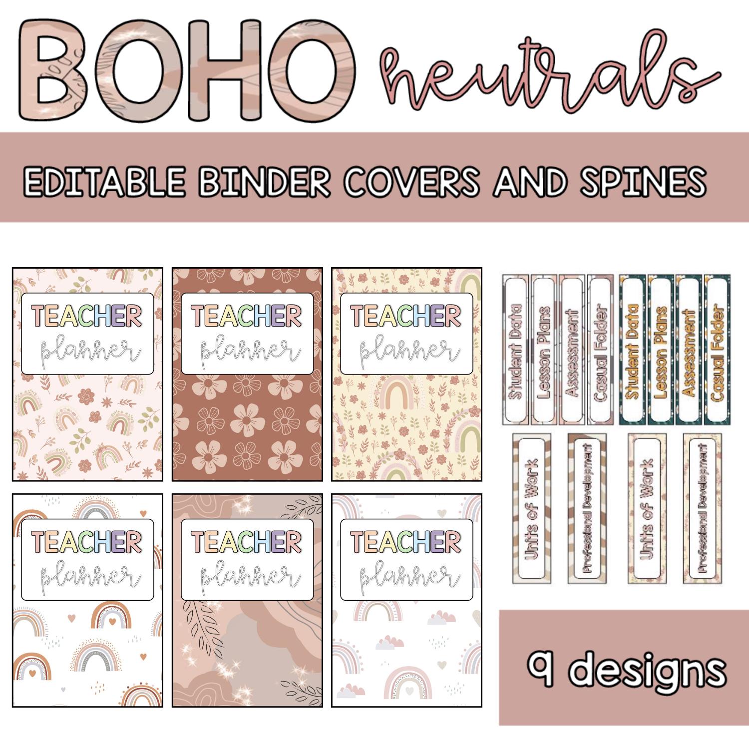 Editable Binder Labels and Spine Labels | Boho Neutrals Themed Decor ...