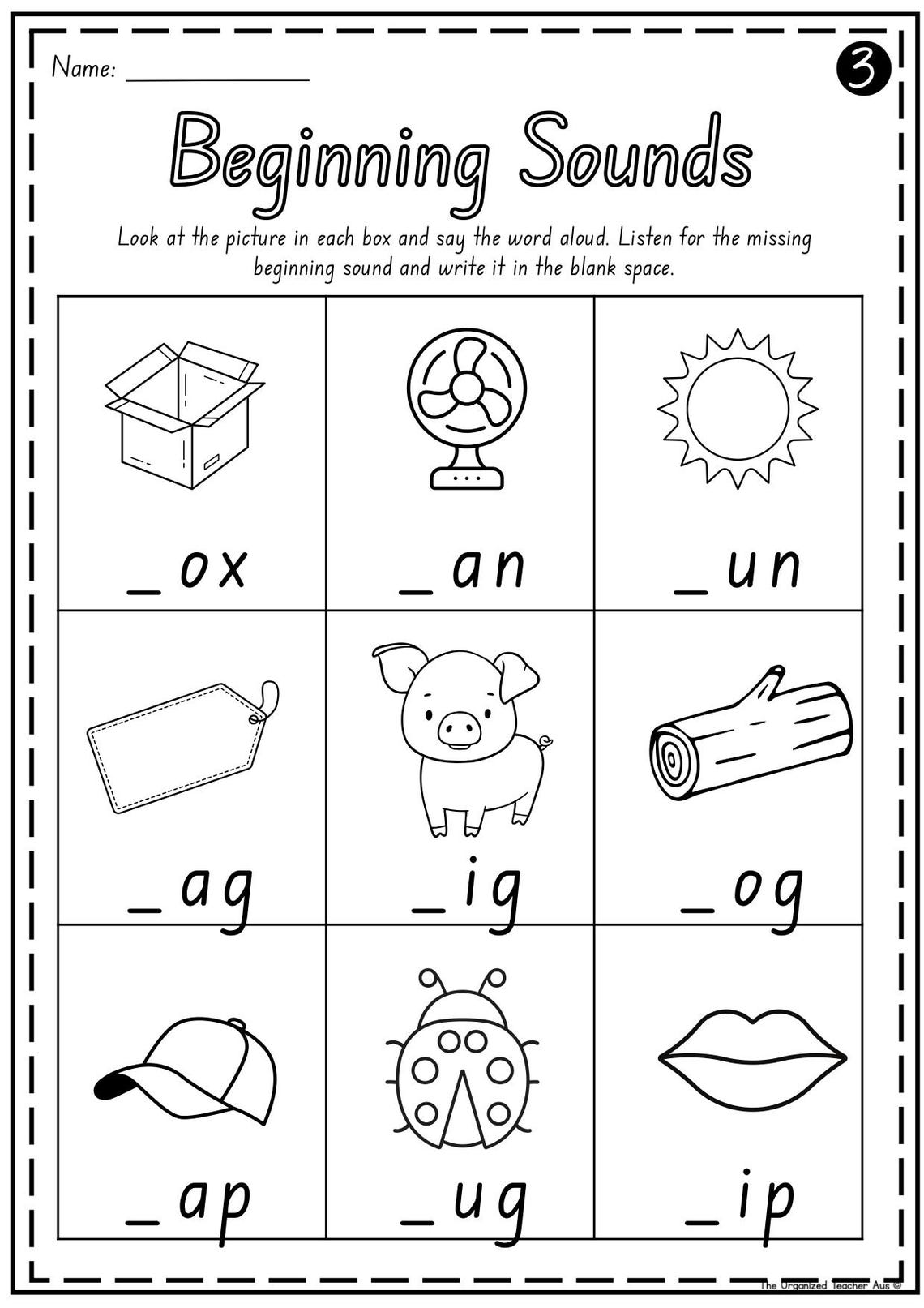 NSW Font | CVC Word | Beginning Sound Sort | Initial Sound Identify ...