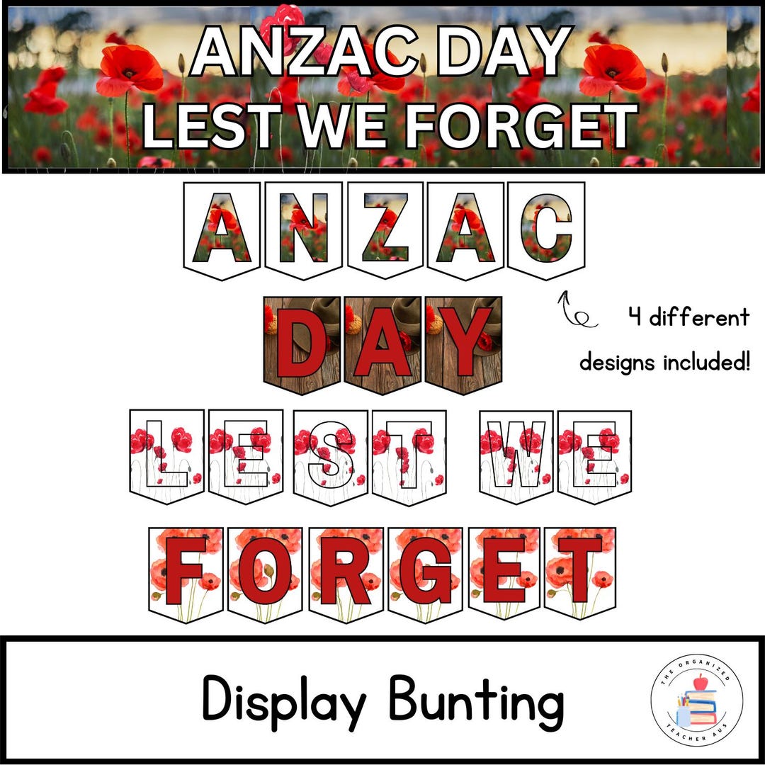 ANZAC Day | Lest We Forget | Commemorative Display Bunting - Etsy