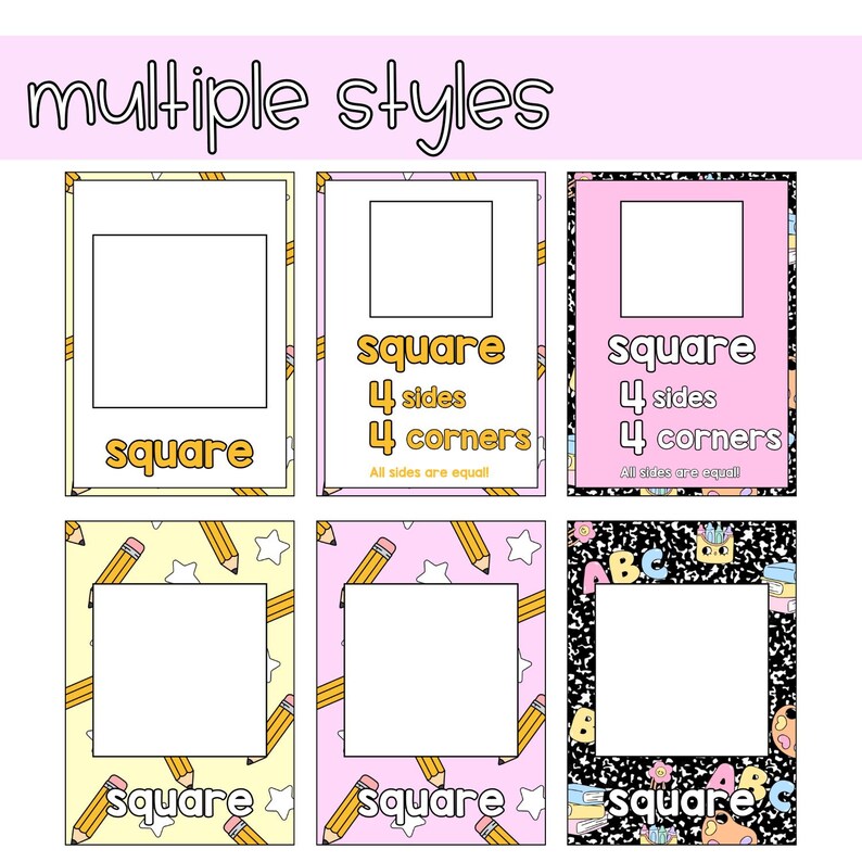 Pastel Composition 2D and 3D Shape Properties Posters | Mathematics ...