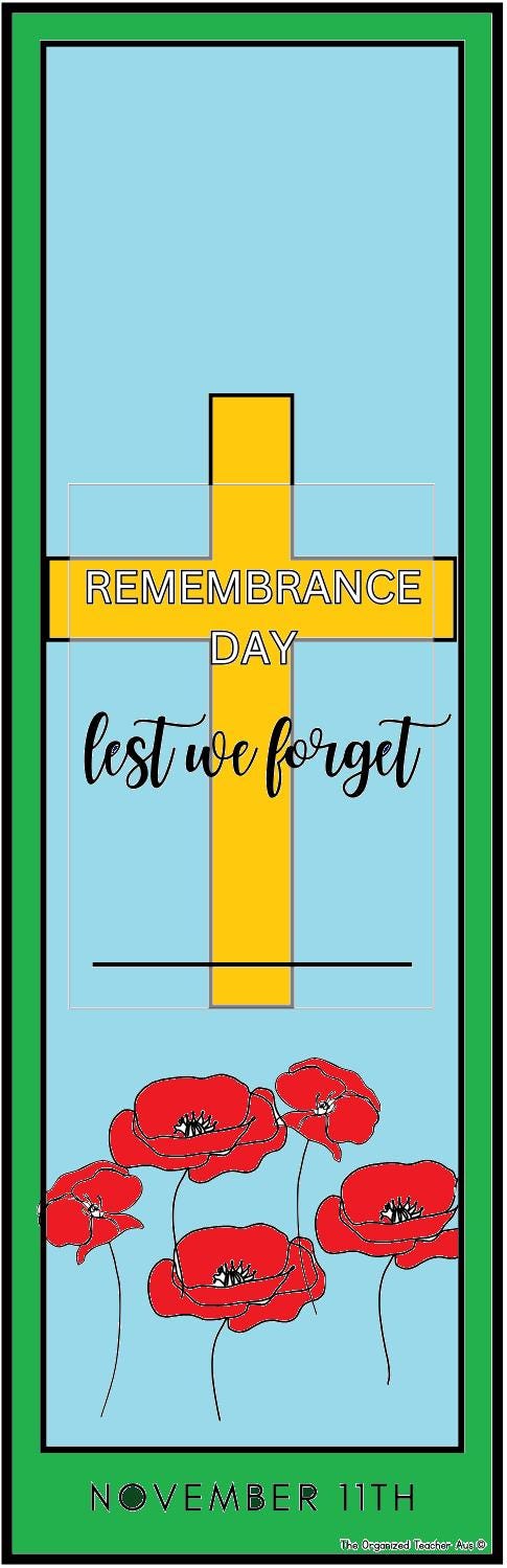 Remembrance Day | Lest We Forget | Commemorative Colouring Bookmarks - Etsy