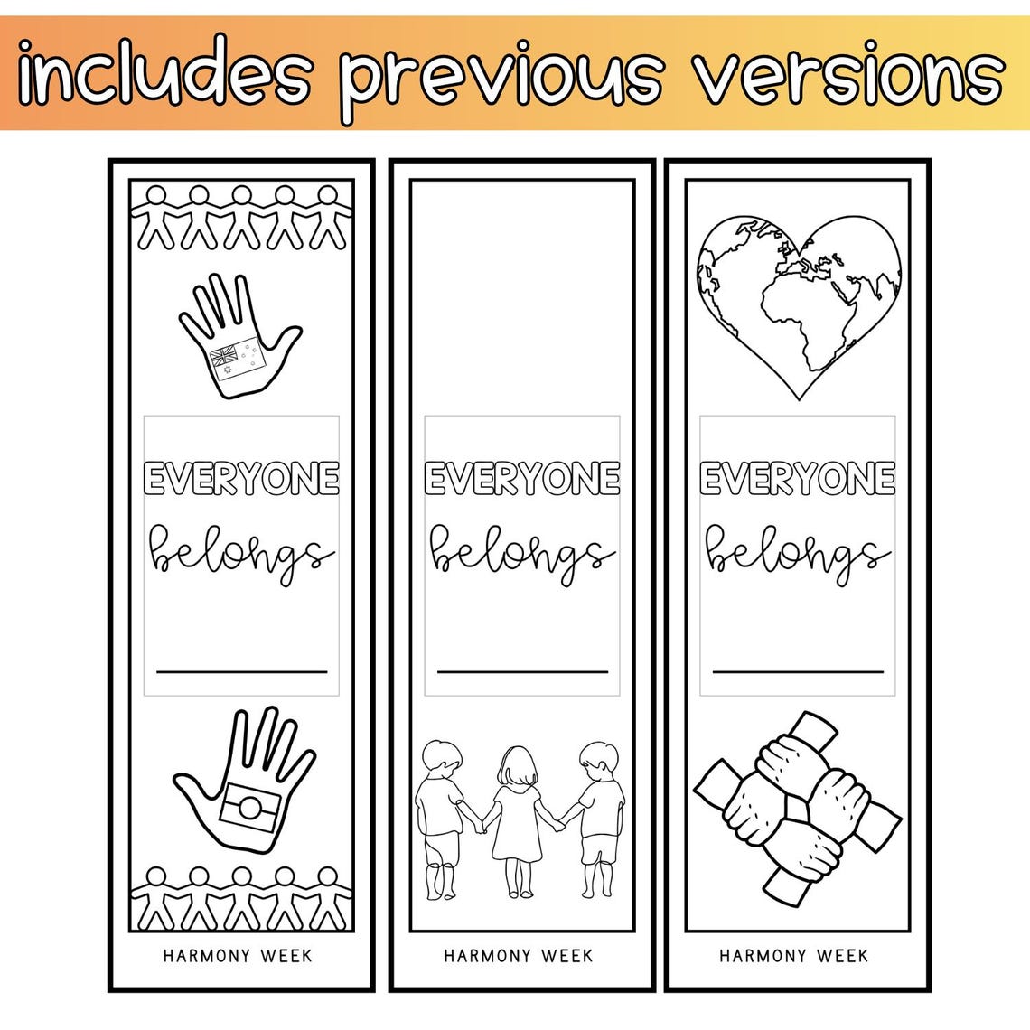 Harmony Day | Harmony Week | Everyone Belongs | Colouring Book Marks - Etsy