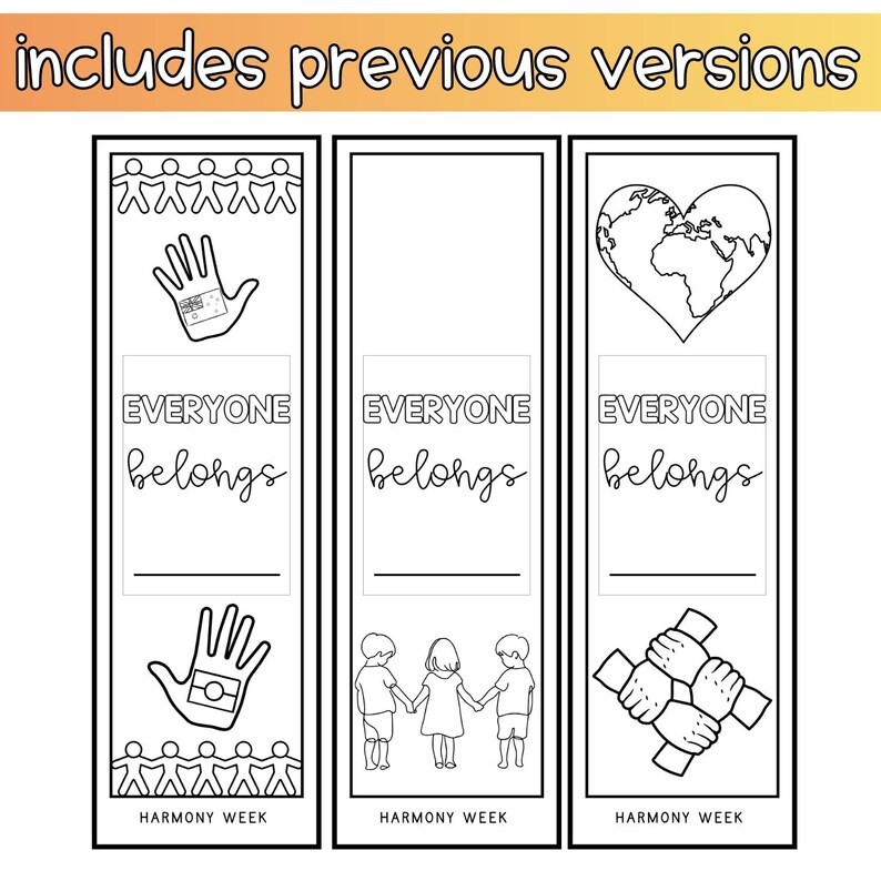 Harmony Day | Harmony Week | Everyone Belongs | Colouring Book Marks - Etsy