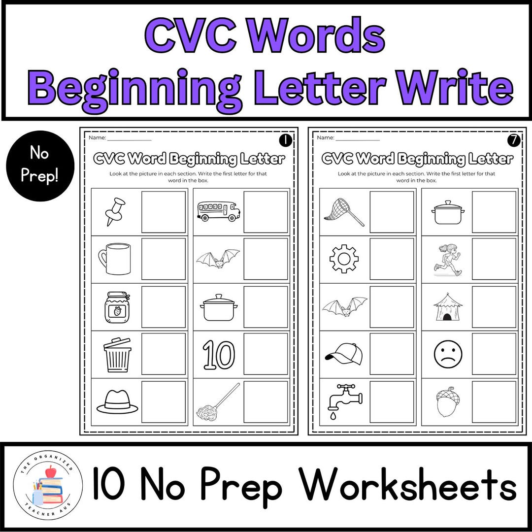 CVC Word Beginning Letter Identification and Write | Early Phonics ...