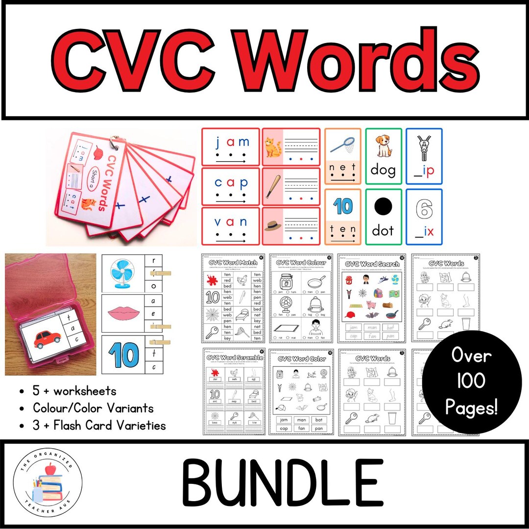 Early Learning CVC Word Work Phonics Bundle | 100 + Pages ...