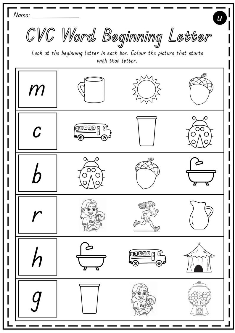 TAS Font CVC Word Beginning Letter Identification and Colour | Early ...