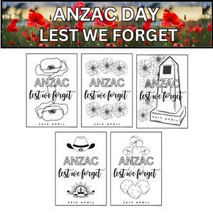 ANZAC Day | Lest We Forget | Commemorative Colouring Pages - Etsy