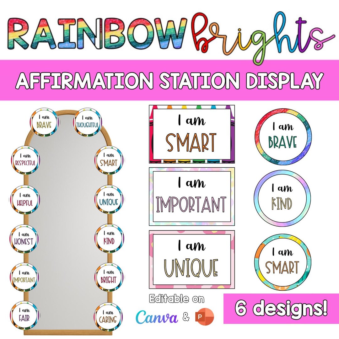 Editable Rainbow Brights Positive Affirmation Station | Wellbeing and ...