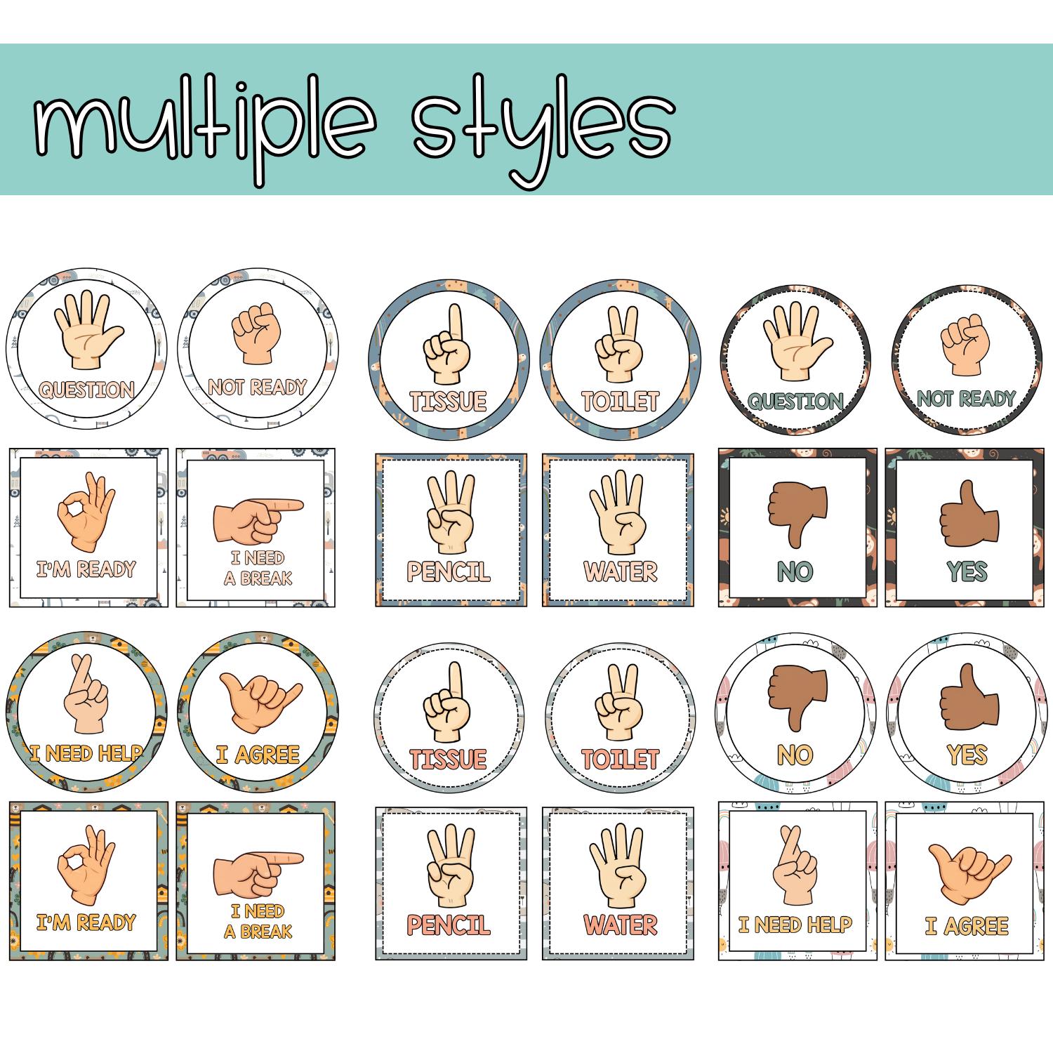Kids Art Deco Editable Hand Signals Posters | Classroom Management ...