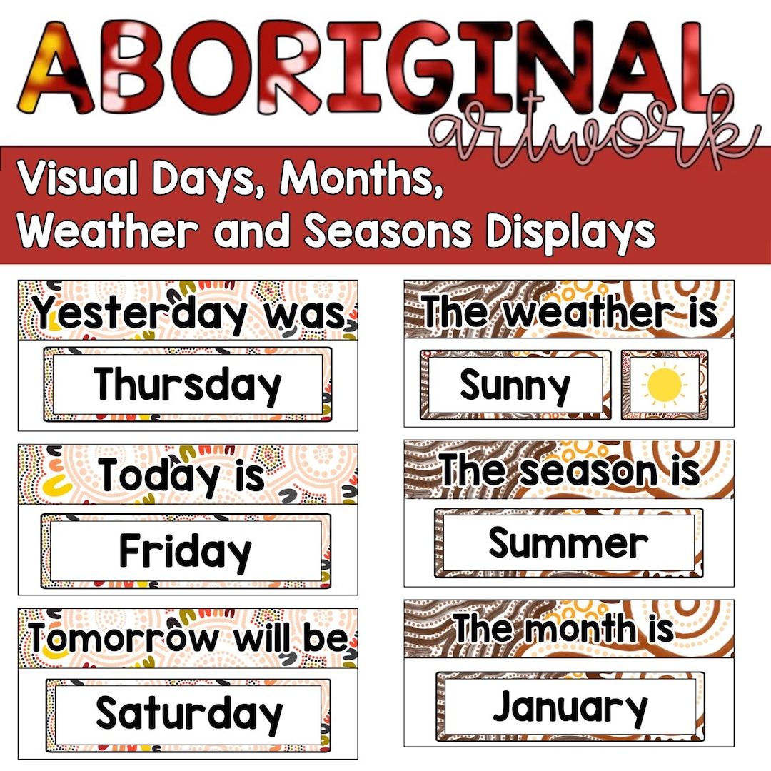 Days, Months, Weather & Seasons Classroom Displays | Aboriginal Art ...