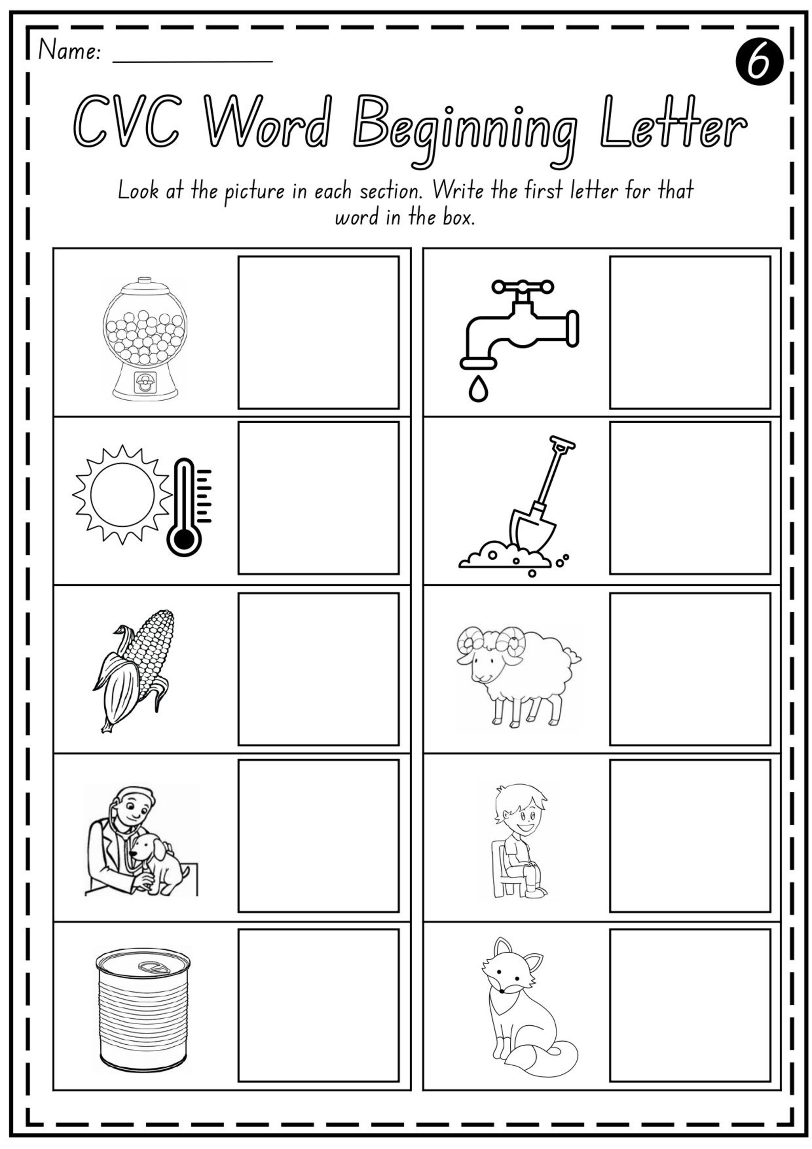 NSW Font | CVC Word Beginning Letter Identification Write | Early ...