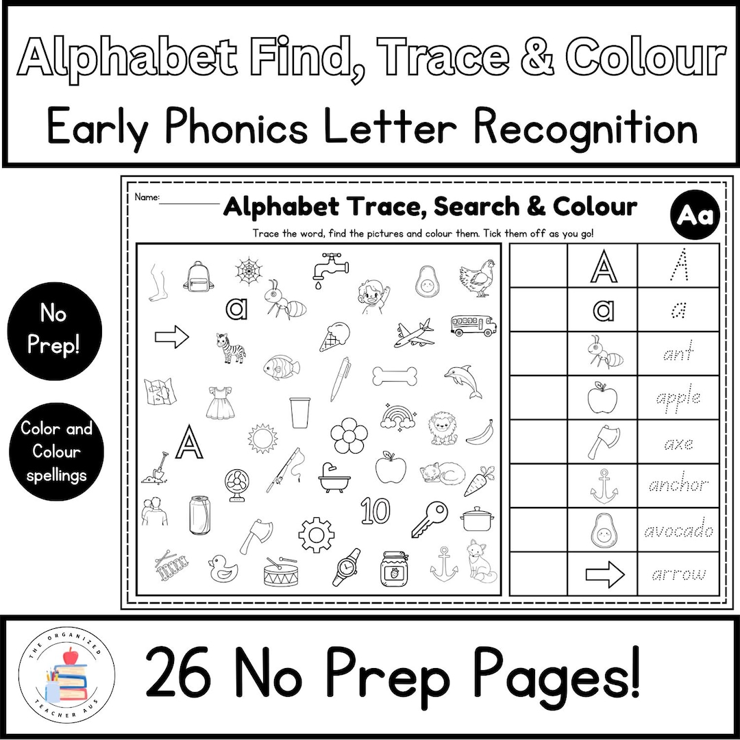Alphabet Letter Recognition | Find, Trace and Color/colour | No Prep ...