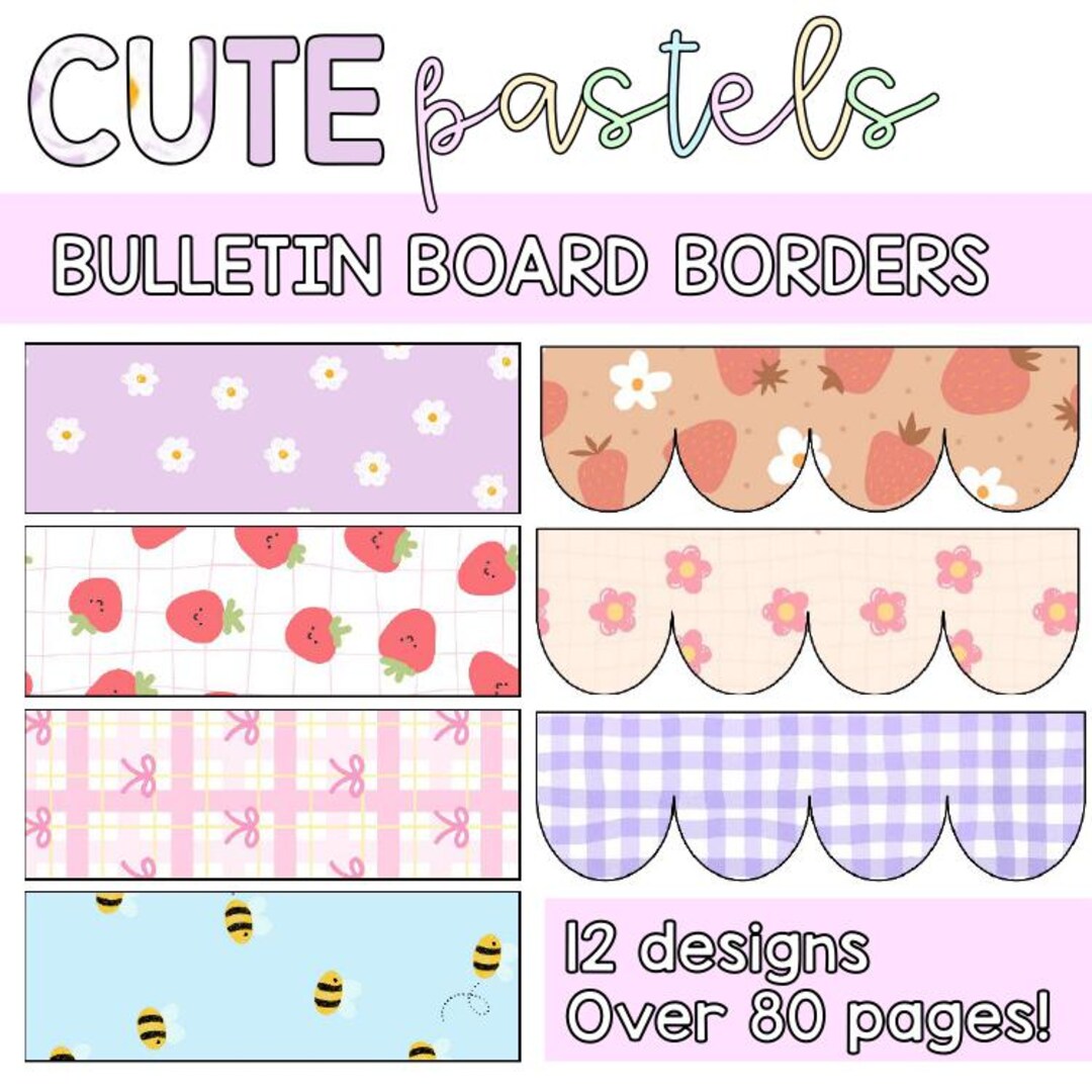 Bulletin Board Border Trims | Cute Pastels Theme | Printable Classroom ...