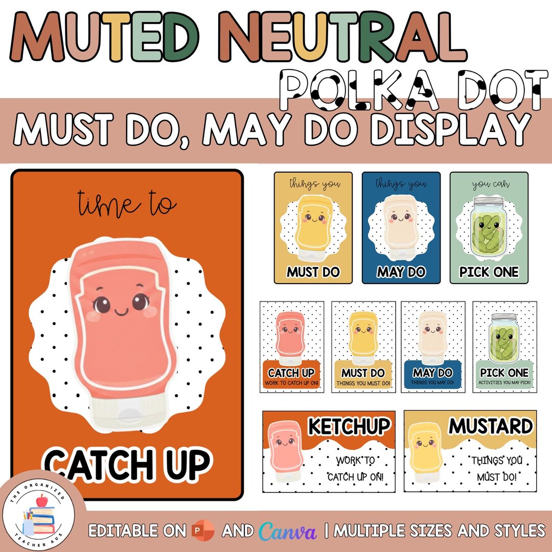 Editable Muted Boho Neutral Polka Dot Must Do, May Do Display ...