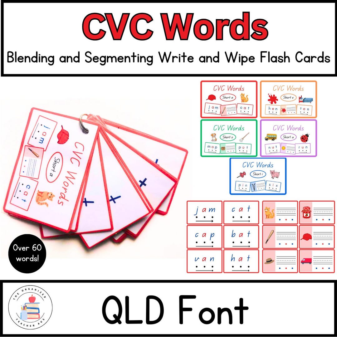 QLD Font | Editable CVC Flip Charts | Beginning Reading and Writing ...