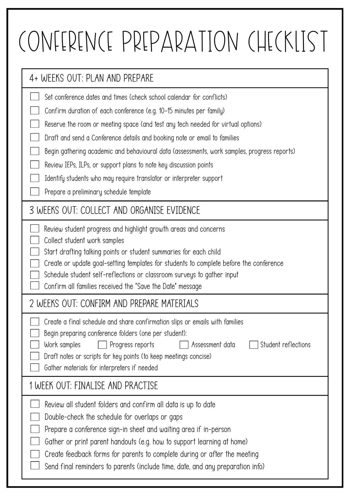 Editable Parent-teacher Conference Toolkit | Printable Forms, Templates ...