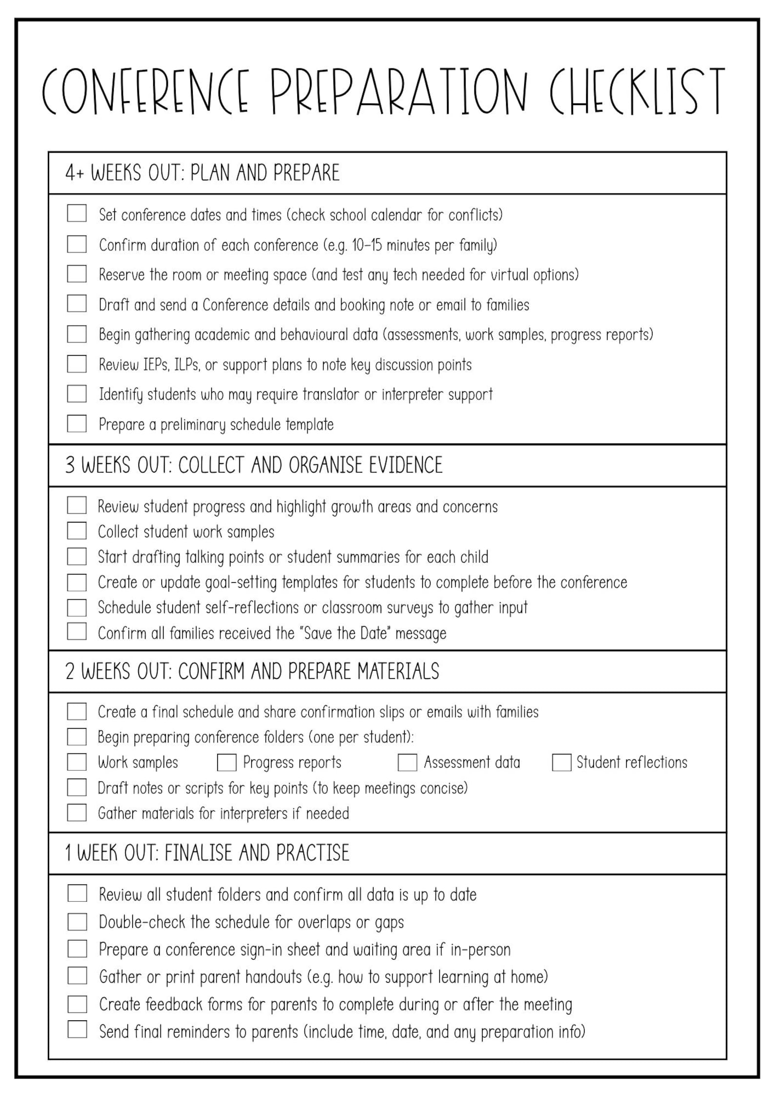 Editable Parent-teacher Conference Toolkit | Printable Forms, Templates ...