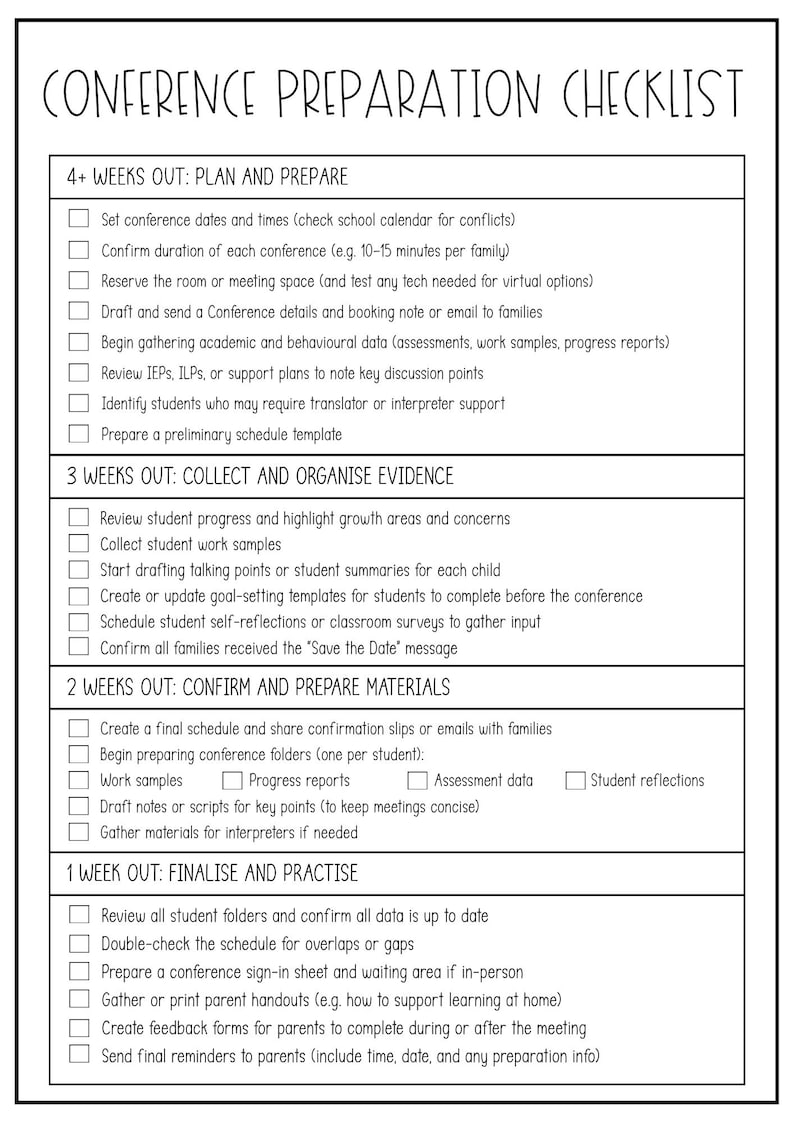 Editable Parent-teacher Conference Toolkit | Printable Forms, Templates ...