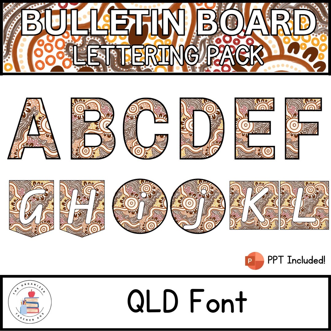 QLD Font | Aboriginal Indigenous Artwork | Editable Bulletin Board ...