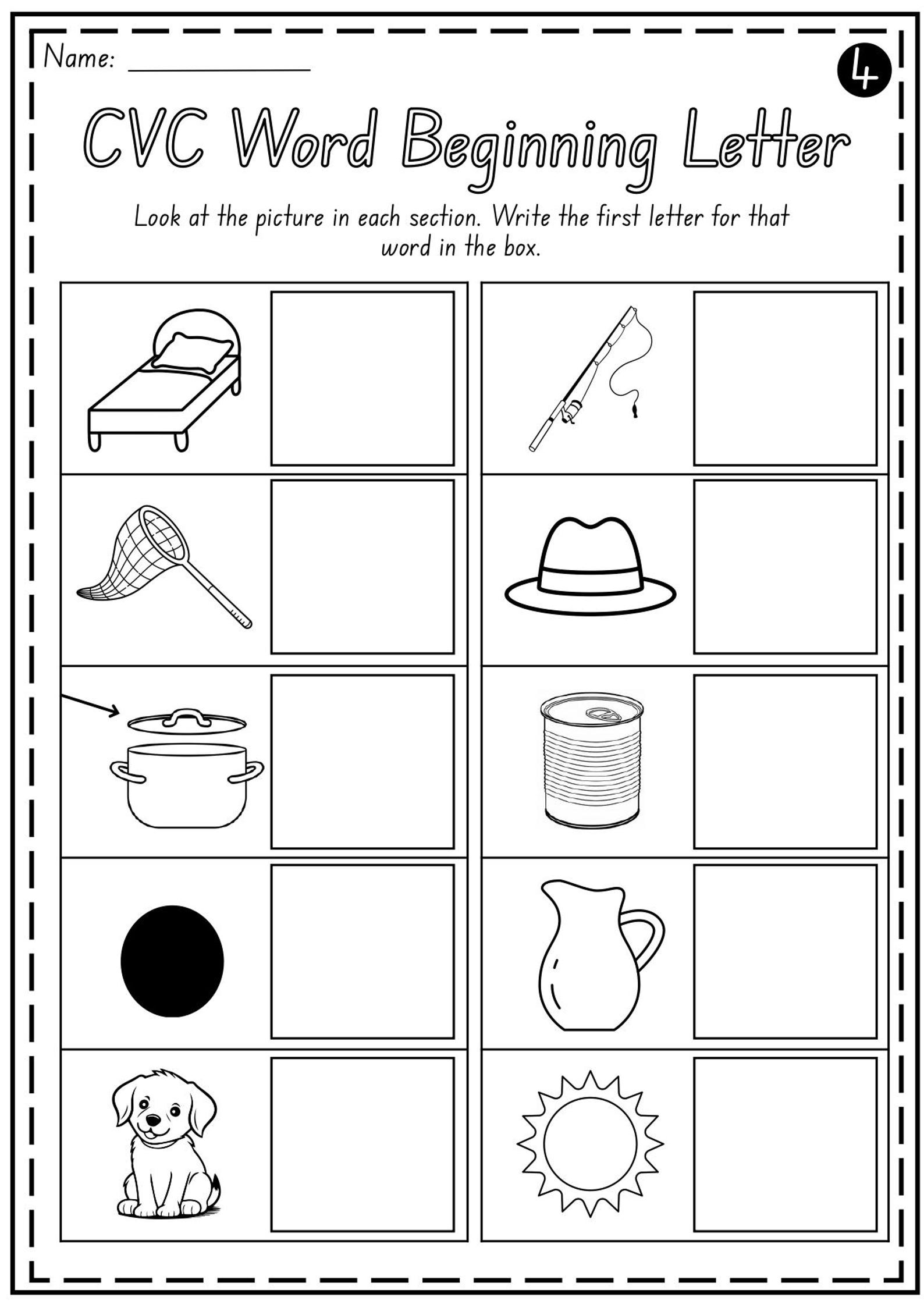 NSW Font | CVC Word Beginning Letter Identification Write | Early ...