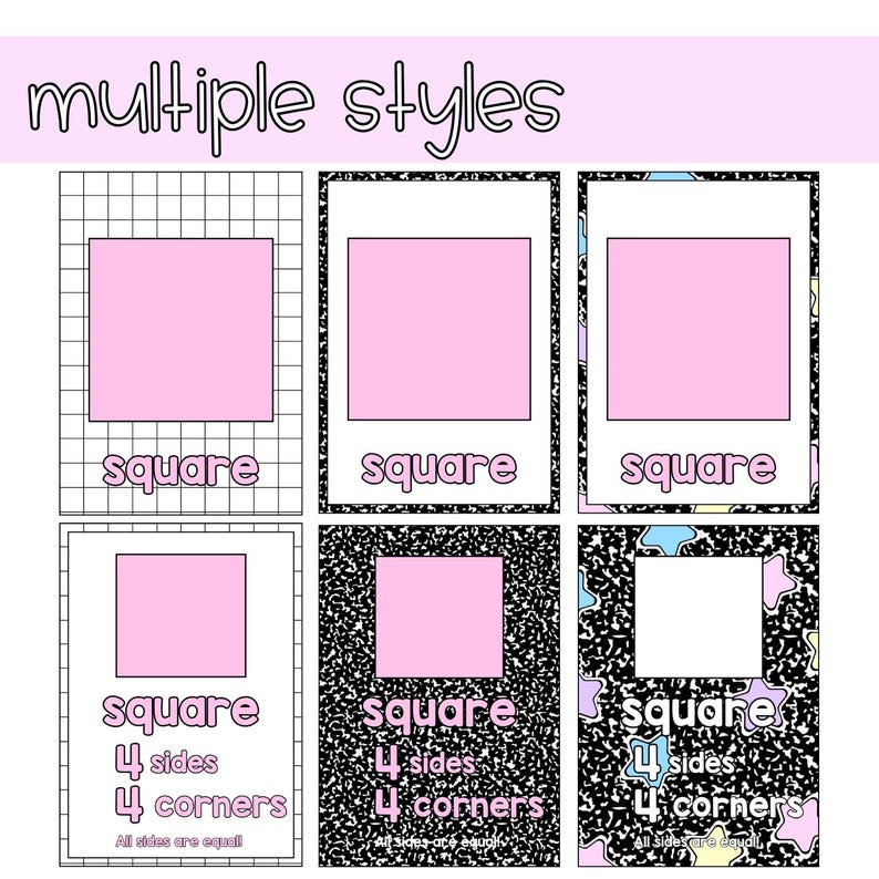 Pastel Composition 2D and 3D Shape Properties Posters | Mathematics ...