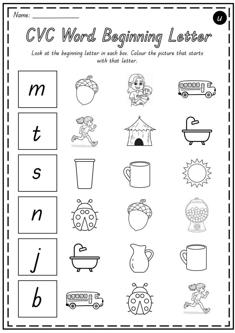 TAS Font CVC Word Beginning Letter Identification and Colour | Early ...