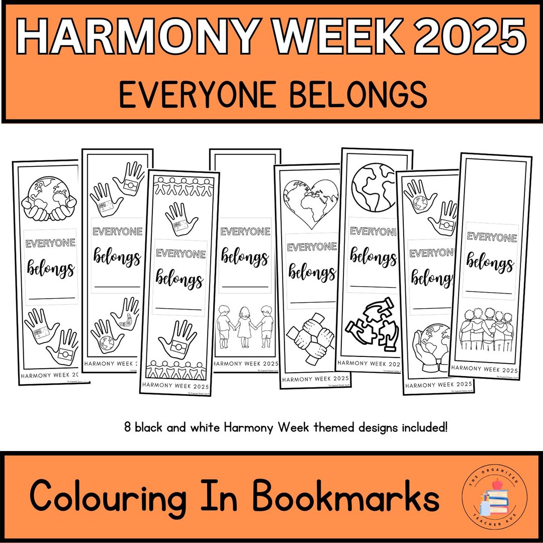 Harmony Day/week 2025 | Everyone Belongs | Colouring Book Marks - Etsy