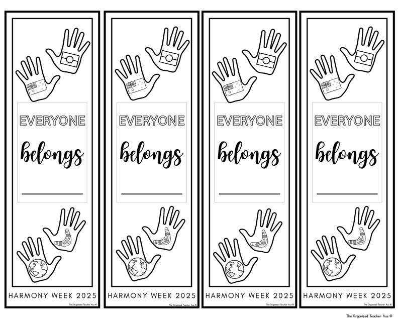 Harmony Day/week 2025 | Everyone Belongs | Colouring Book Marks - Etsy