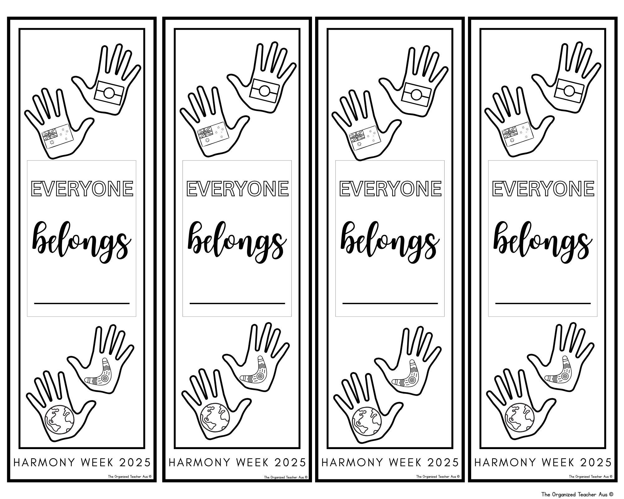 Harmony Day/week 2025 | Everyone Belongs | Colouring Book Marks - Etsy
