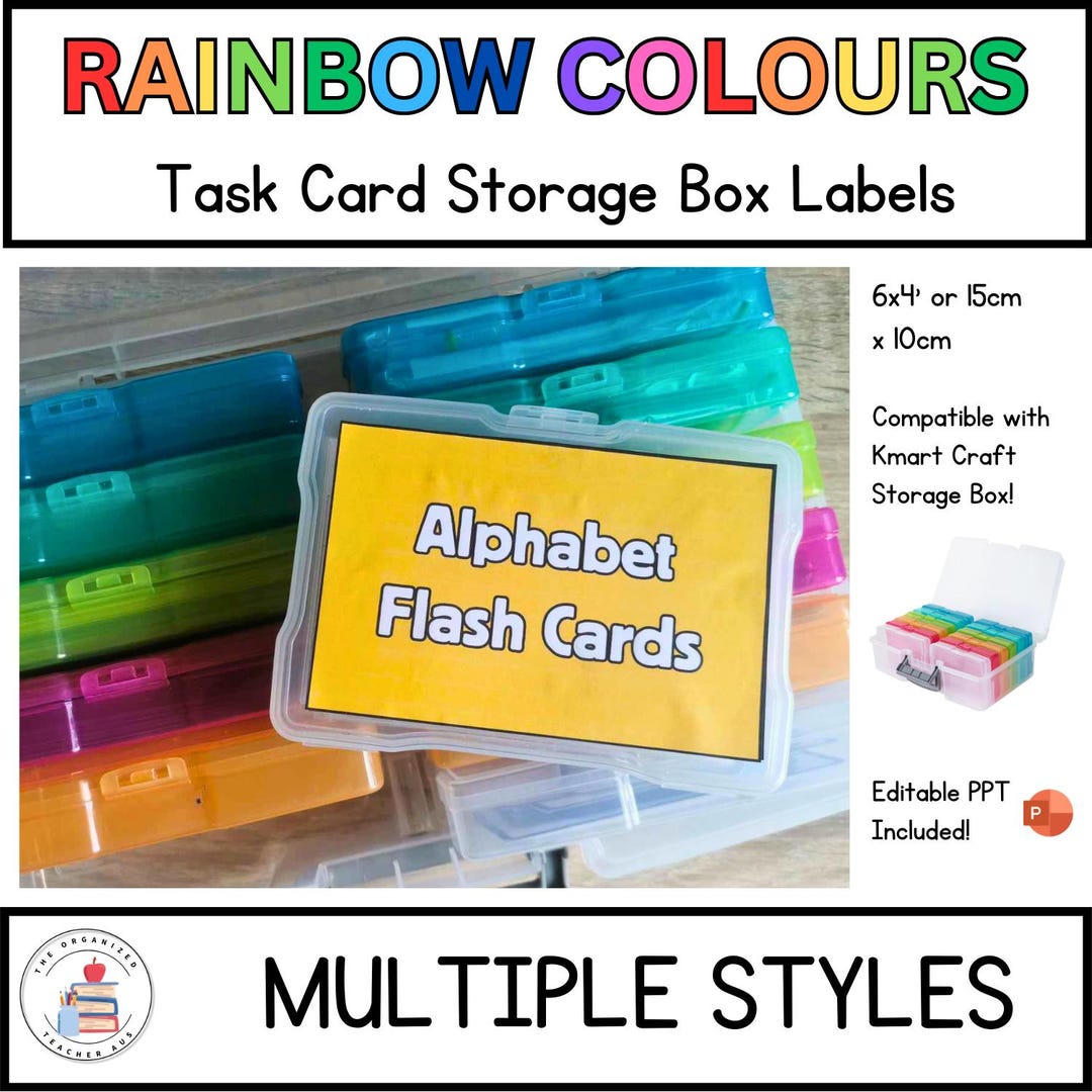 Editable Task Card Box Labels | Pastel Colours | Kmart Craft Storage ...