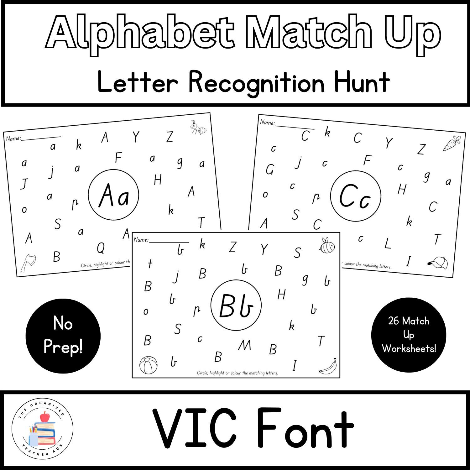 VIC Font | Alphabet Match up | Letter Recognition | Letter ...