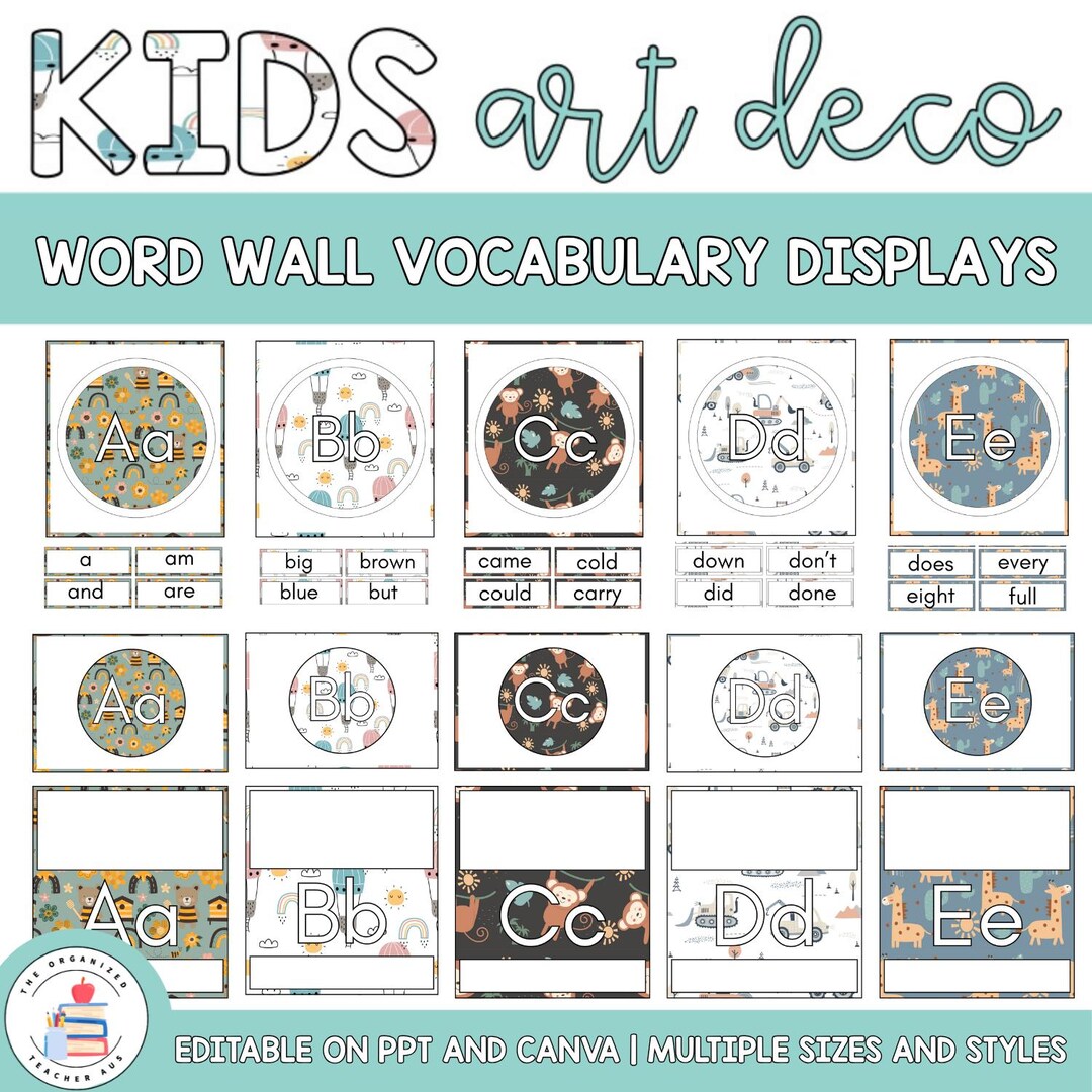 Editable Word Wall and Cards Display | Kids Art Deco Themed Pack ...