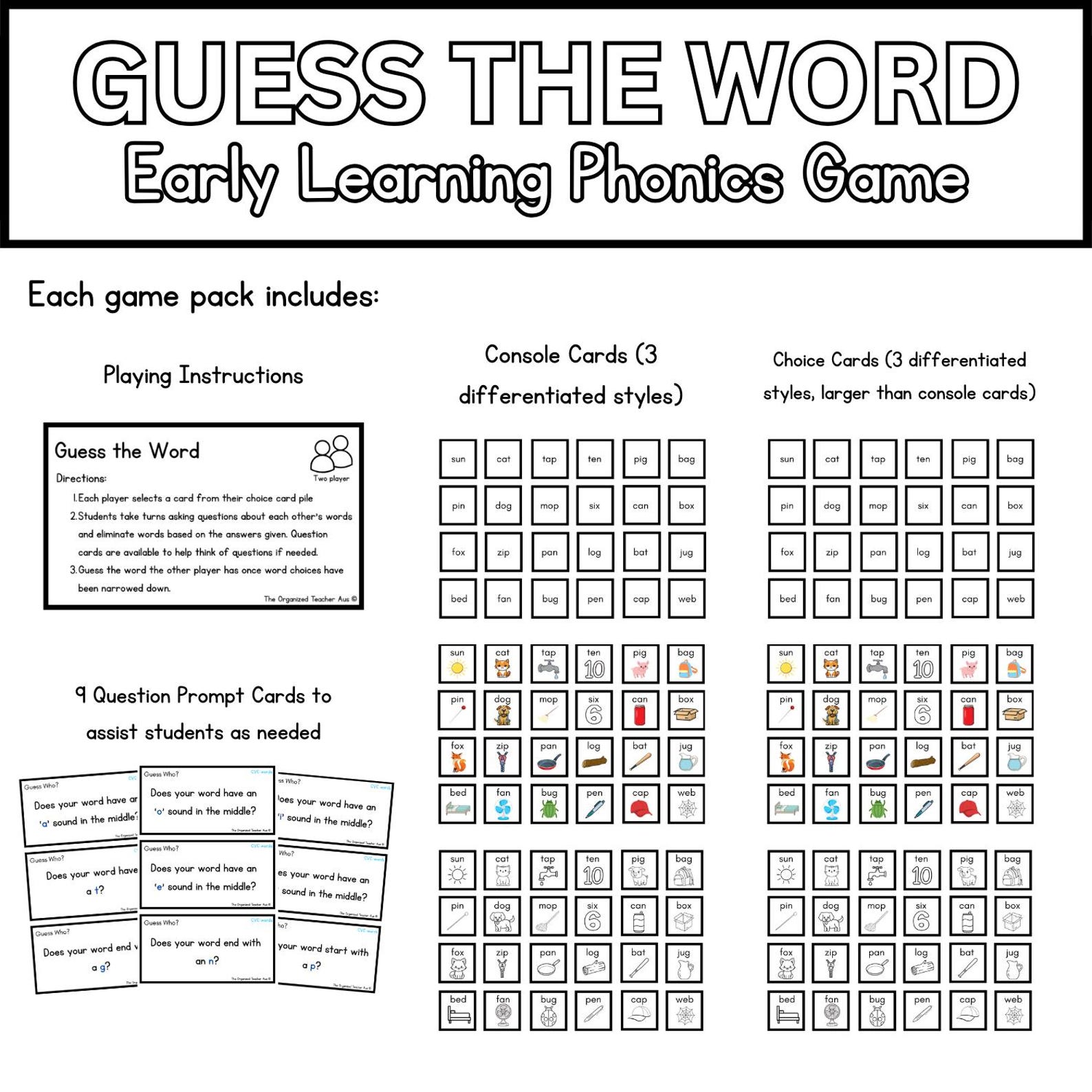 Guess Who? Guess the Word Phonics Game | Beginning Sounds & Blends ...
