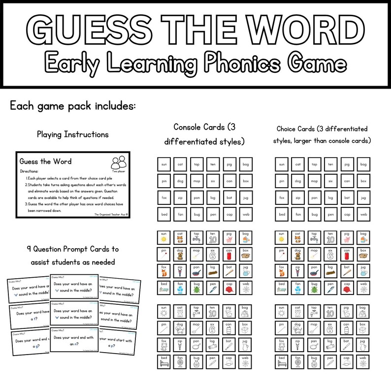 Guess Who? Guess the Word Phonics Game | Beginning Sounds & Blends ...
