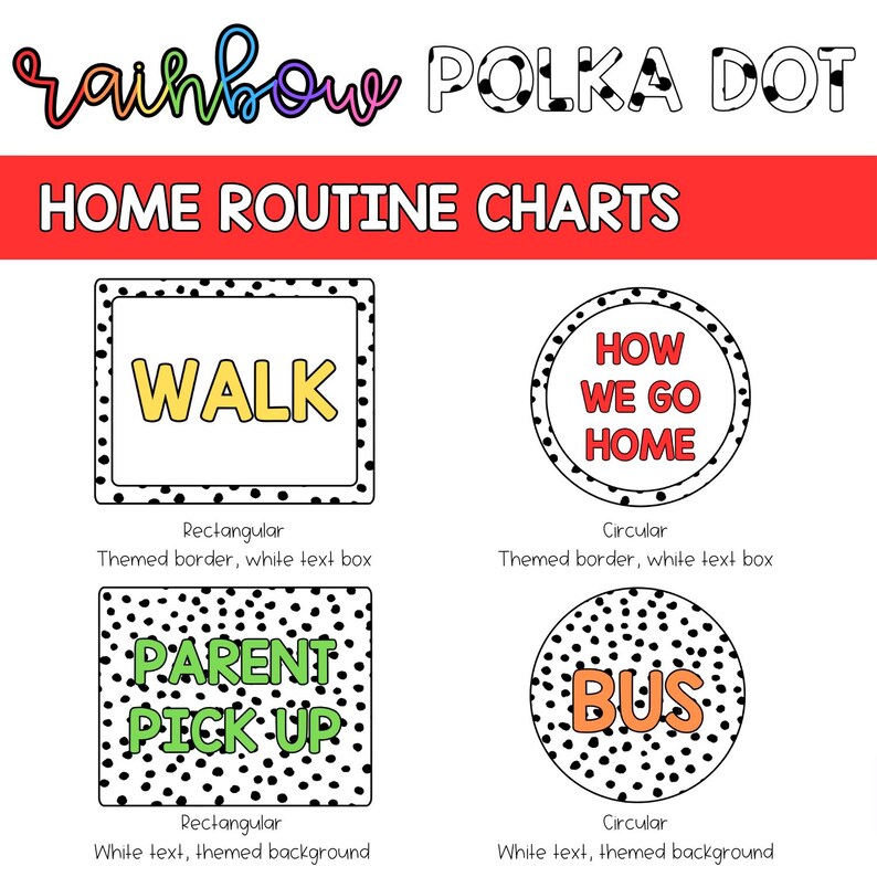 Rainbow Polka Dot Editable 'how We Go Home' Routines Class Display ...