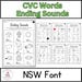 NSW Font | CVC Word | Ending Sound Sort | Final Sound Identify & Write ...