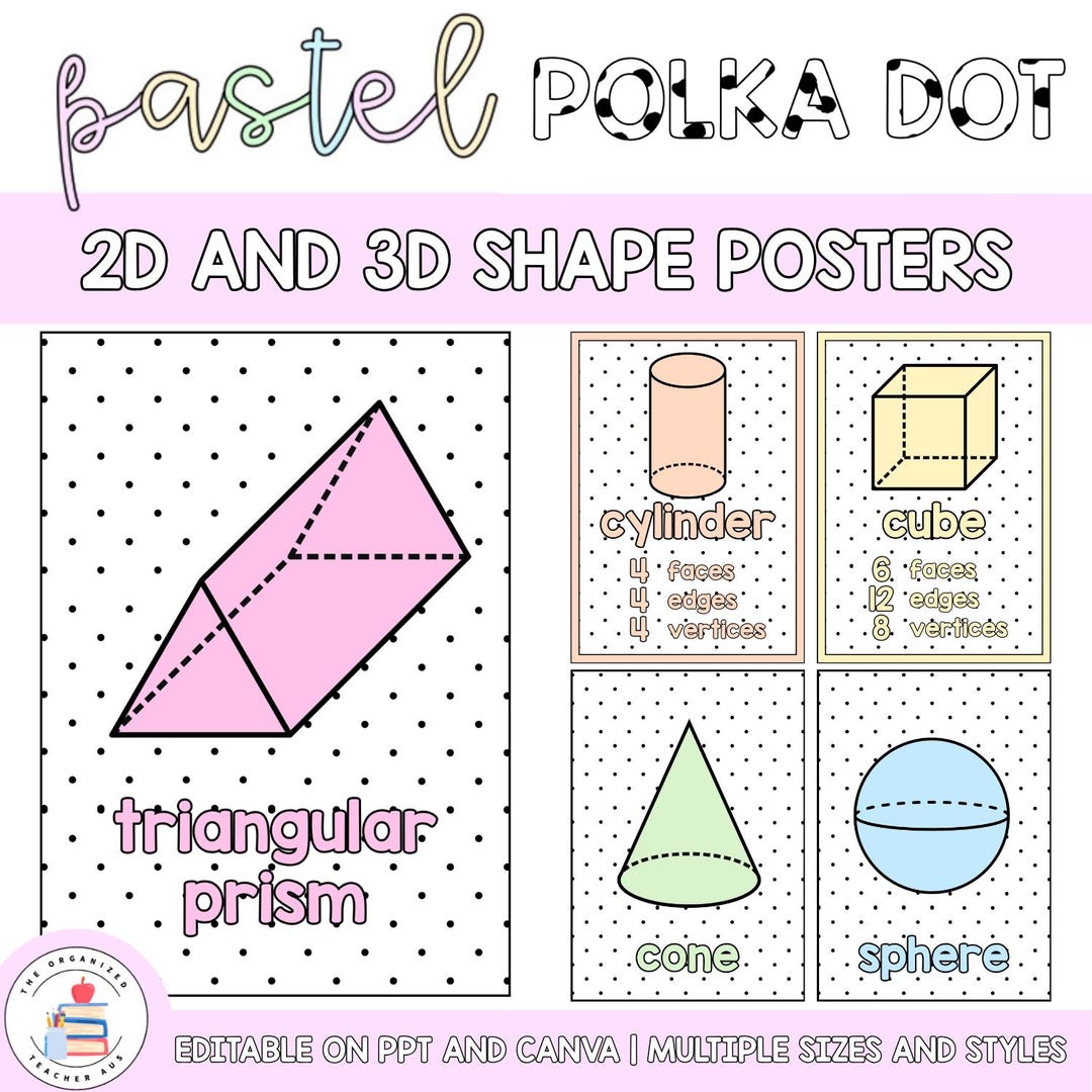 Pastel Polka Dot | 2D and 3D Shape Properties Posters | Mathematics ...